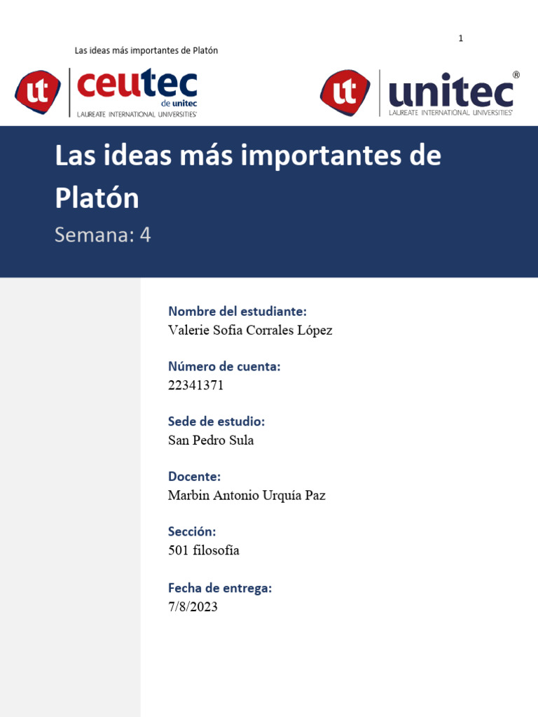 Las Ideas Mas Importantes de Platón | PDF | Platón | Alma