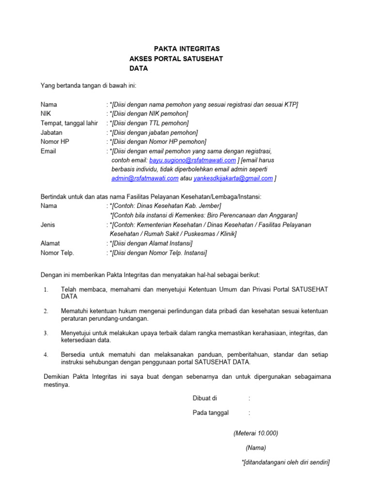 Pakta Integritas | PDF