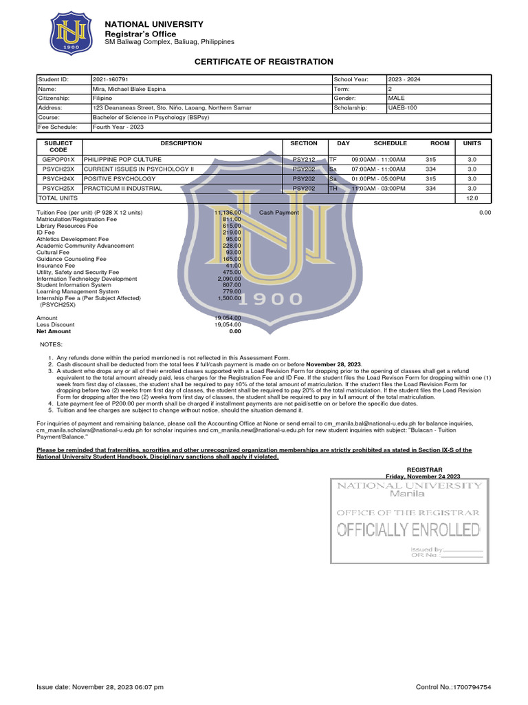 Certificateof Registration | PDF | Fee