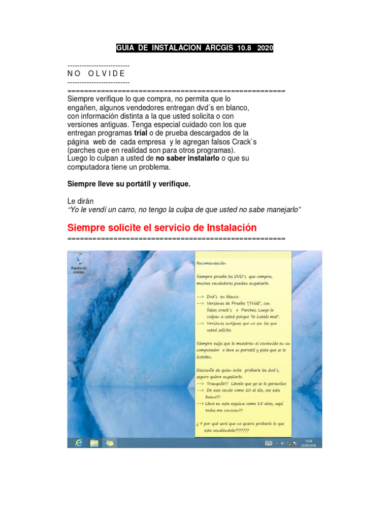 Guia de Instalacion Argis 10.8 2020 | PDF | Sistema de información ...