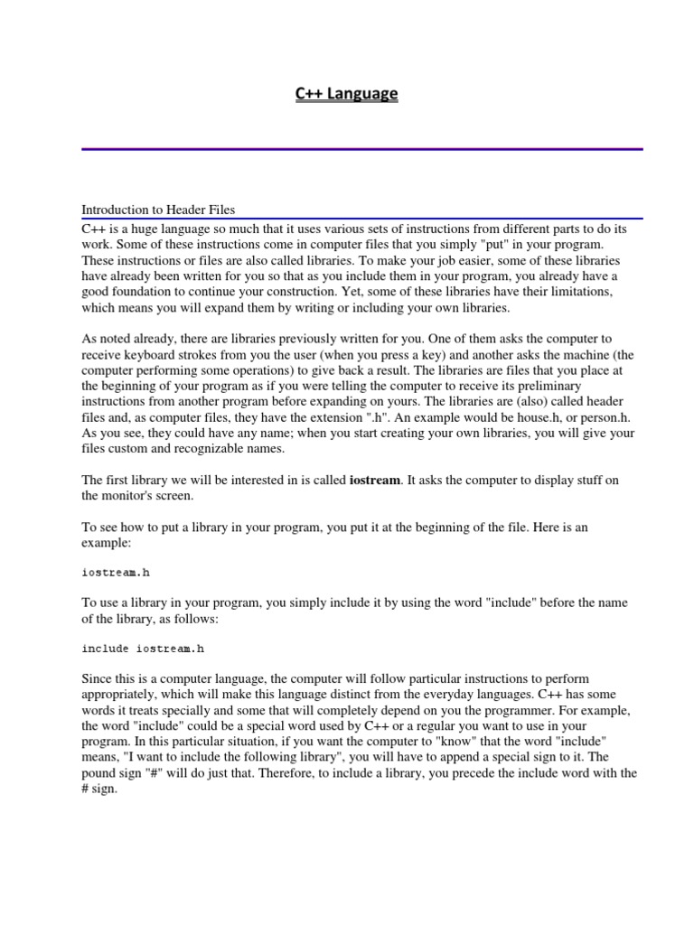 C++ Language | PDF | Bit | Byte