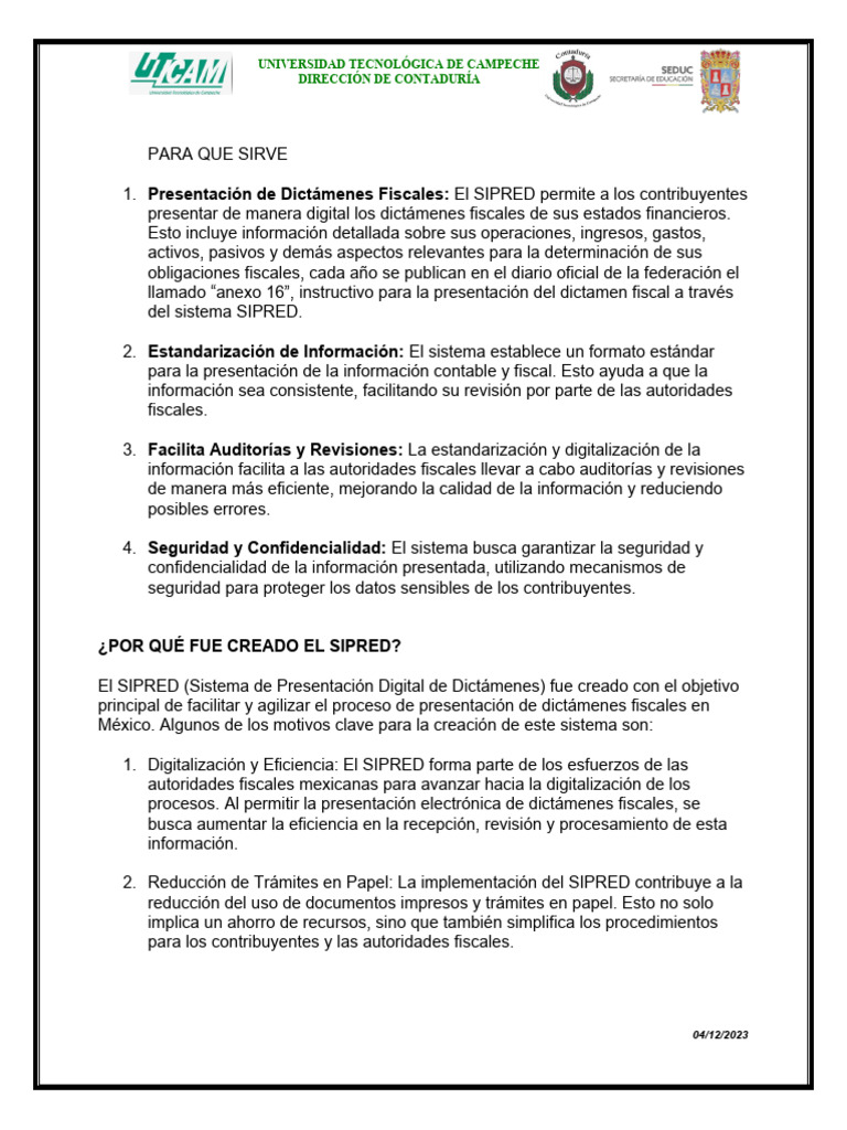 Para Que Sirve El Sipred | PDF | Contador | Auditoría