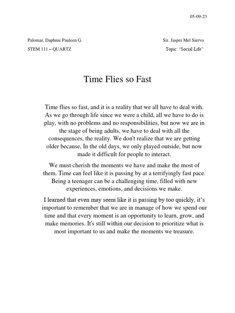 Time Flies So Fast | PDF | Wellness