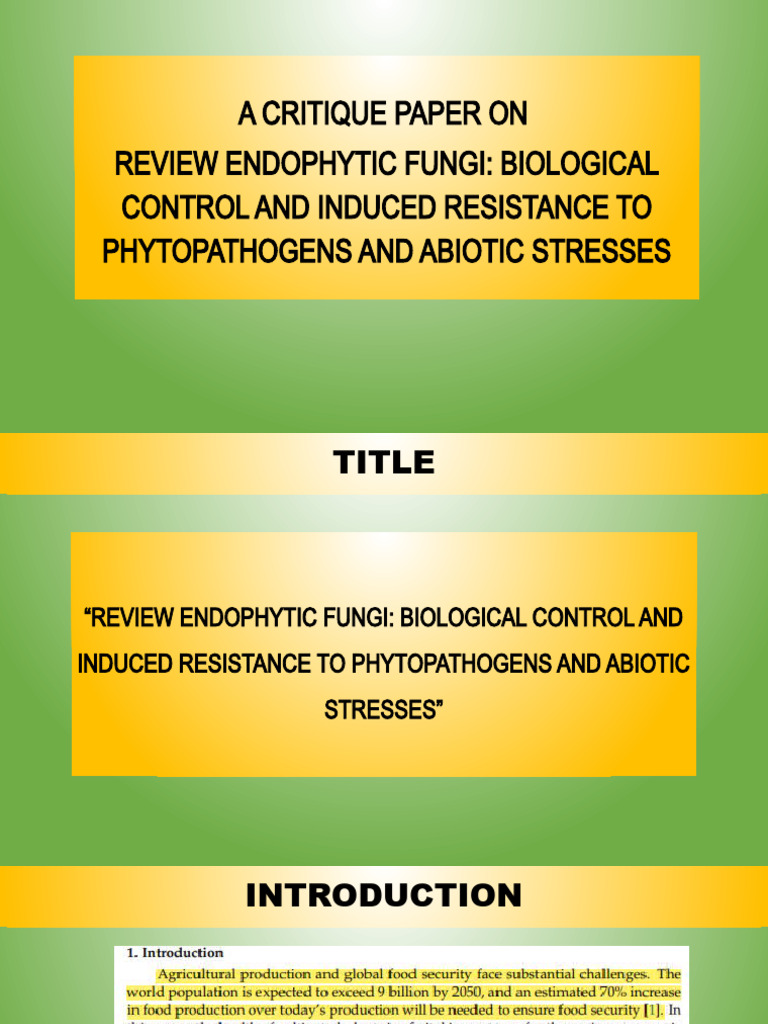 Critique Paper | PDF | Plant Pathology | Antimicrobial Resistance