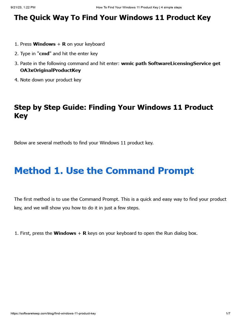 How To Find Your Windows 11 Product Key - 4 Simple Steps | PDF ...