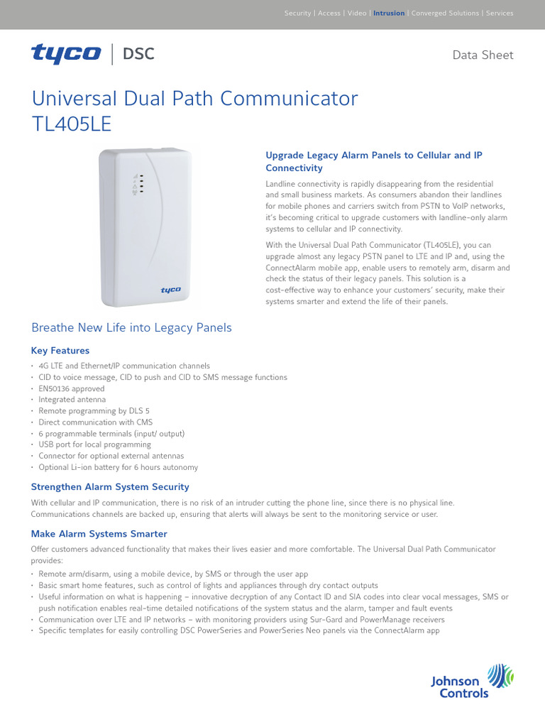 Universal Dual Path Communicator TL405LE Data Sheet EN 30026073 | PDF ...