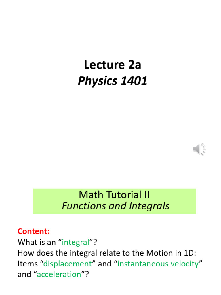 Microsoft PowerPoint - Physics 1401 Lecture 2 | PDF | Acceleration ...