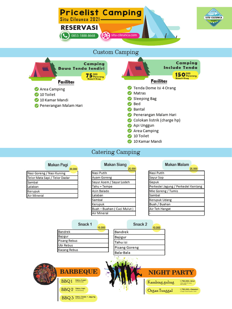 Paket BBQ dan Camping Situ Cileunca | PDF