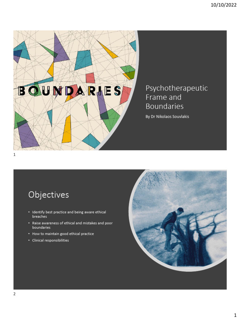 Psychotherapeutic Frame and Boundaries | PDF | Psychotherapy | Psychology