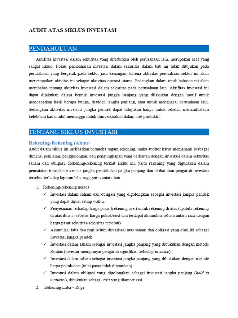 Audit Siklus Investasi | PDF