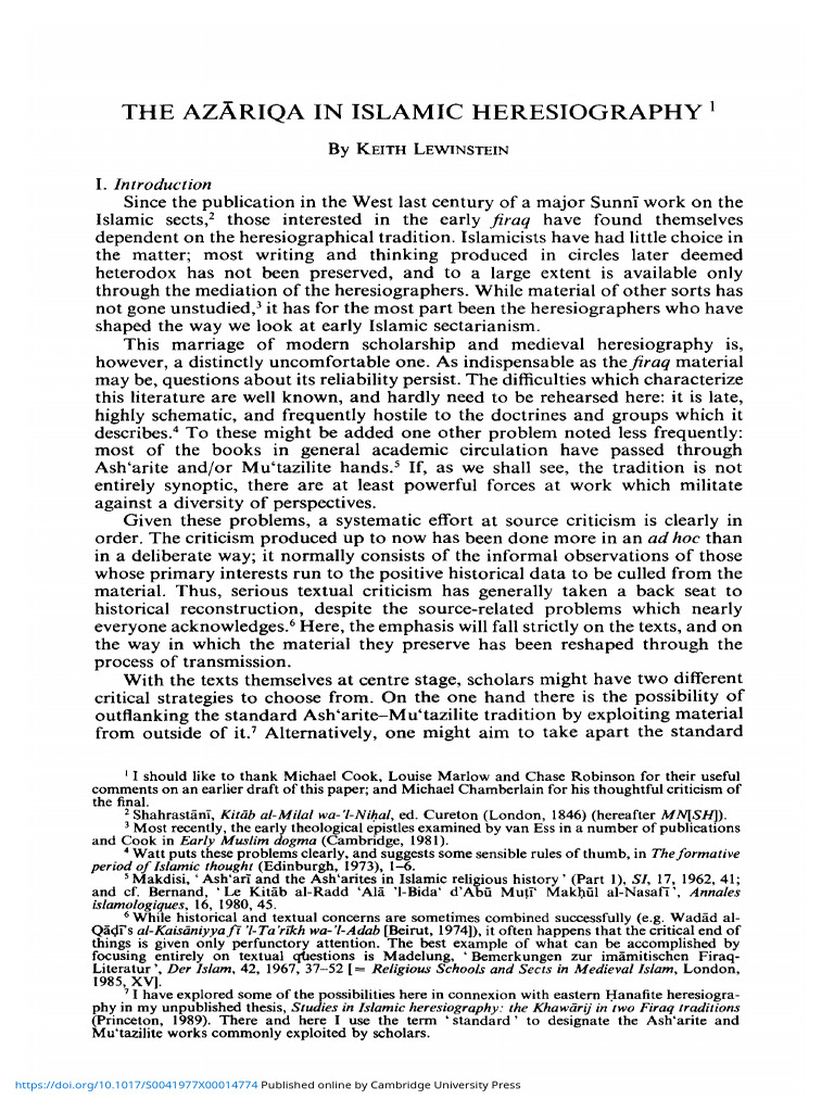 The Azariqa in Islamic Heresiography1 | PDF | Kafir | Islamic Branches