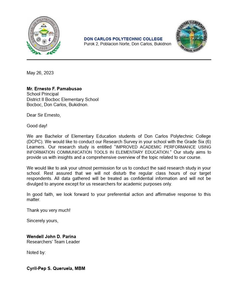 LETTER SAMPLE - For Approval of ESP or SDS | PDF