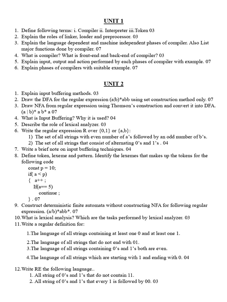 CD GTU Question Bank | PDF | Parsing | Compiler