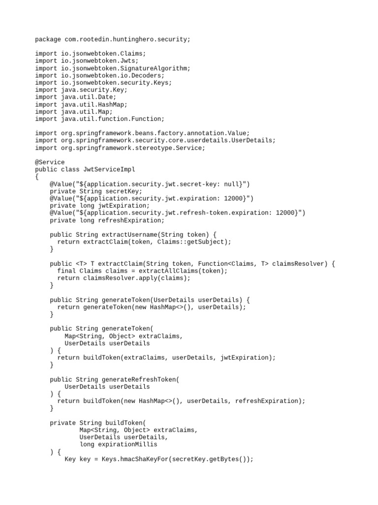 JWT Service Impl | PDF | Computer Engineering | Computer Science