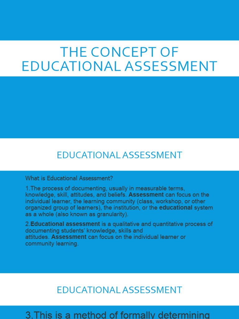 The Concept of Educational Assessment | PDF | Educational Assessment ...