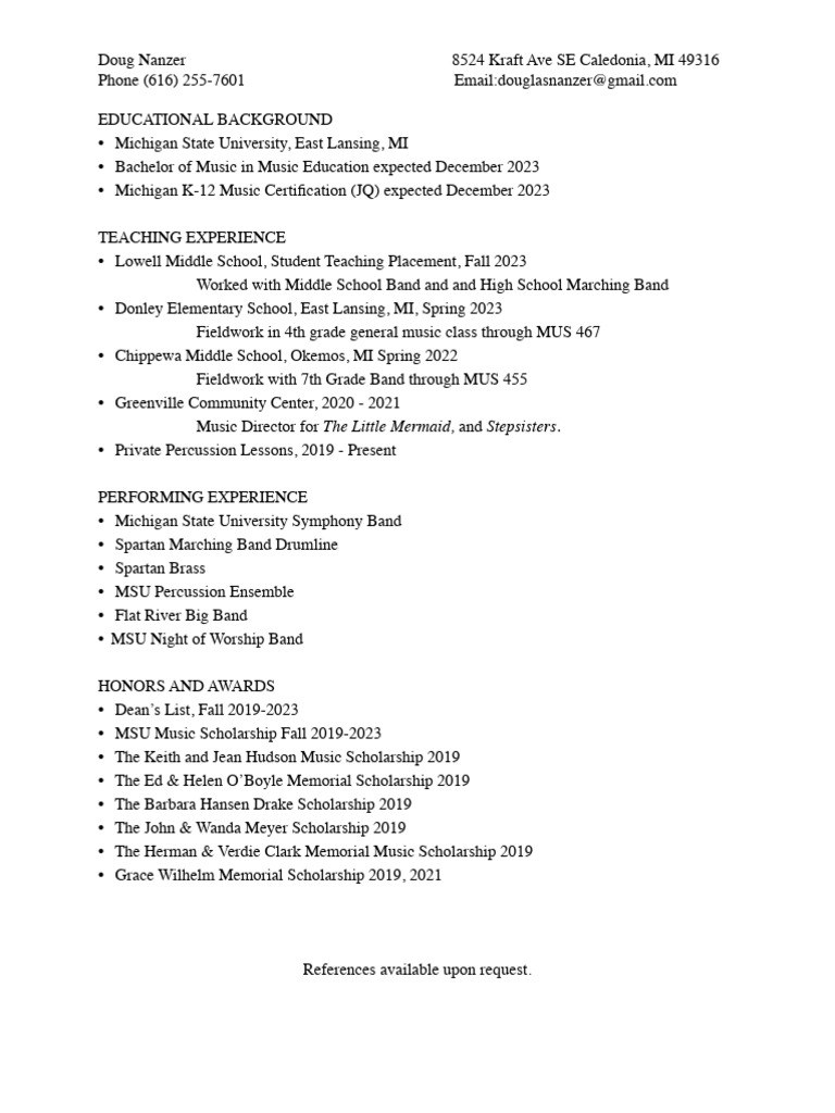 Douglas Nanzer Resume | PDF