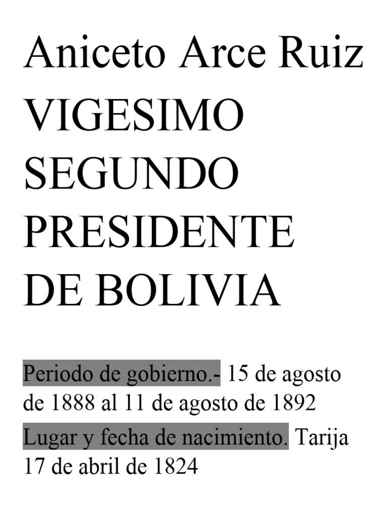 Aniceto Arce | PDF | América del Sur