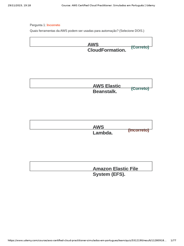 Course - AWS Certified Cloud Practitioner - Simulados em Português3 ...