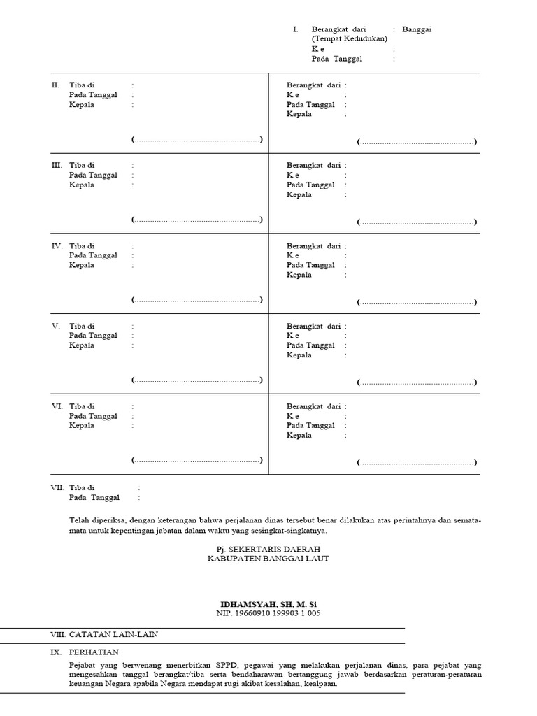 Contoh SPPD Belakang | PDF