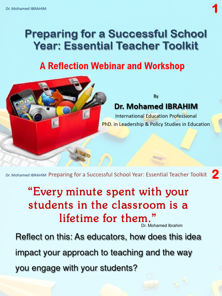 Preparing For A Successful School Year Essential Teacher Toolkit - Dr. Mohamed Ibrahim | PDF ...