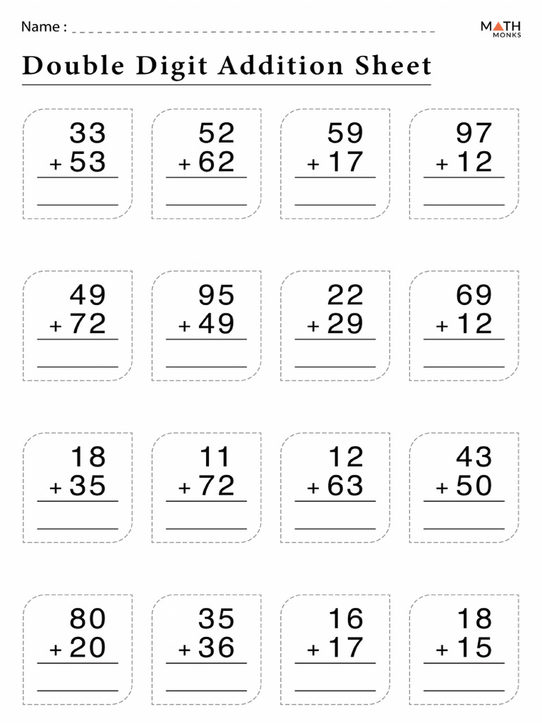 2nd Grade Math Worksheets Double Digit Addition | PDF