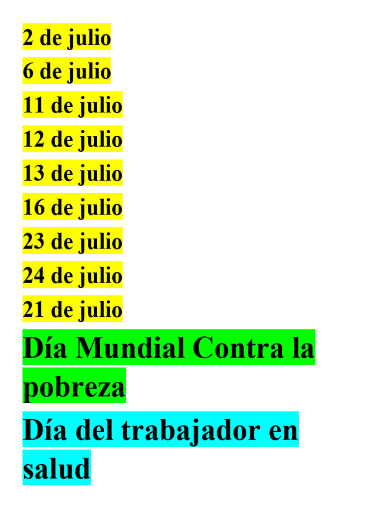 Fechas Civicas JULIO | PDF