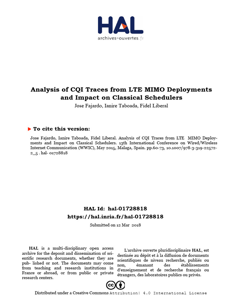 LTE MIMO CQI Analysis and Scheduler Impact | PDF | Mimo | Lte Advanced