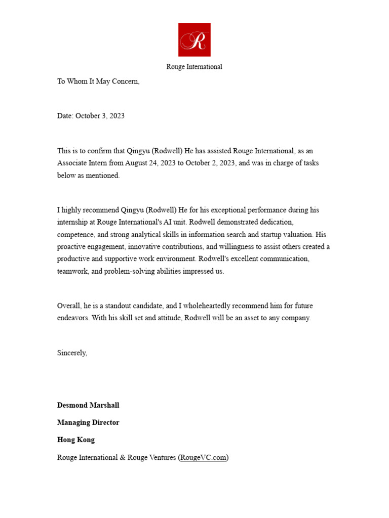 Draft Recommendation Letter-1 | PDF