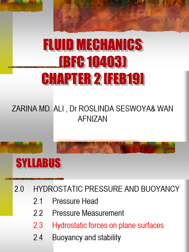 Chapter 2.2 - Hydrostatic Pressure and Buoyancy | PDF | Pressure | Buoyancy