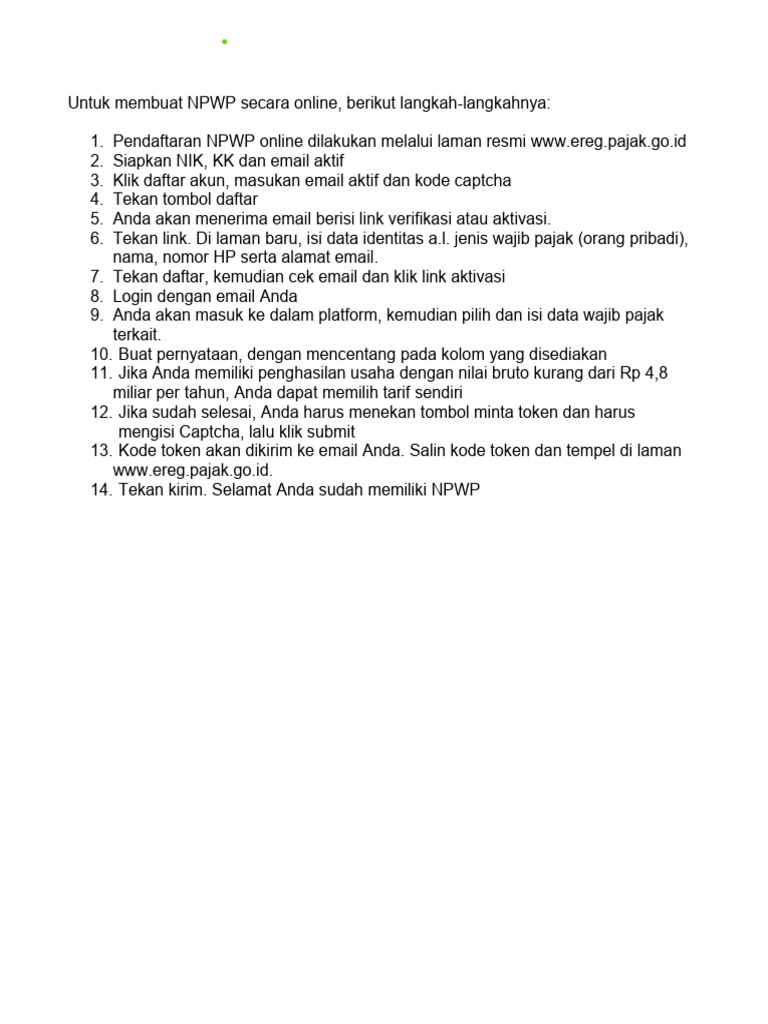 Cara Daftar NPWP Online Mudah | PDF