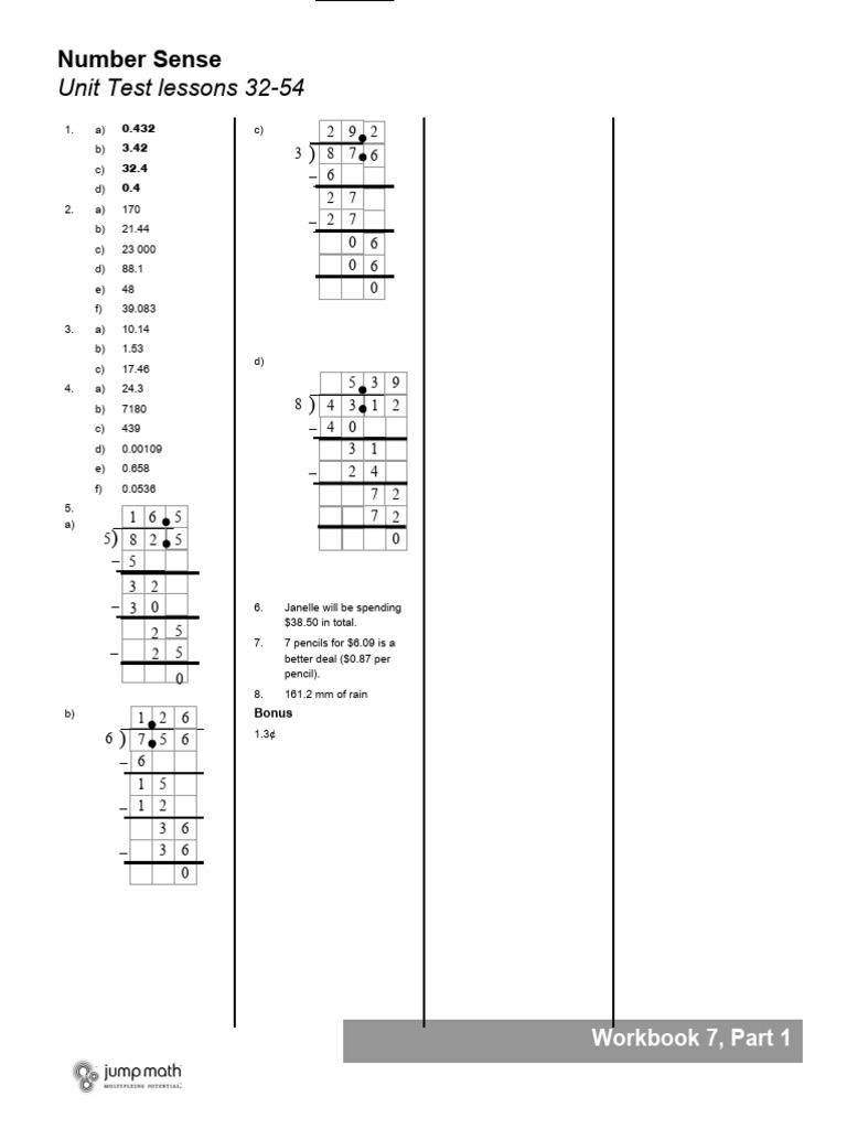 Unit Test 32-54: Number Sense Workbook | PDF