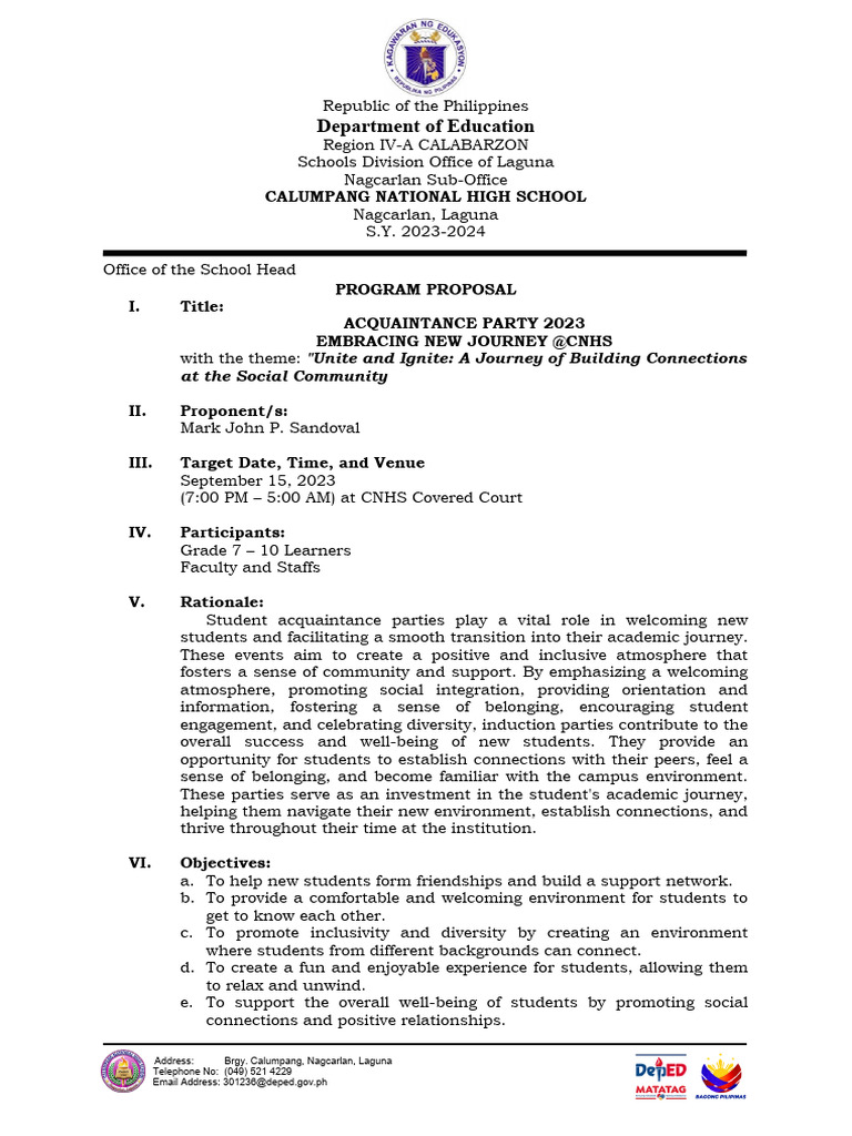 Acquaintance Party 2023 Program | PDF