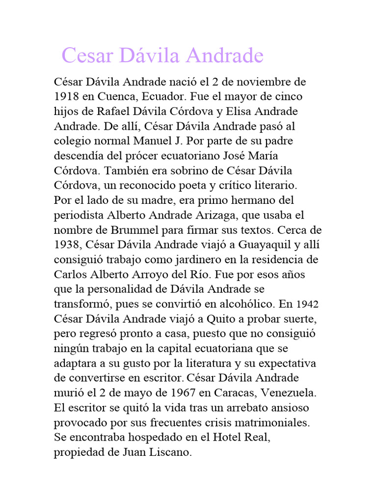 Cesar Dávila Andrade | PDF