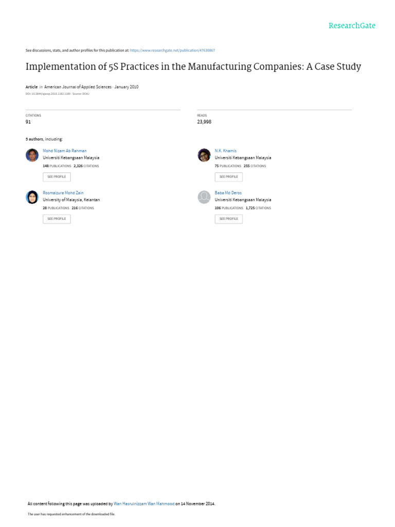 5s in Manufacturing Shop A Case Study | PDF | Lean Manufacturing | Audit