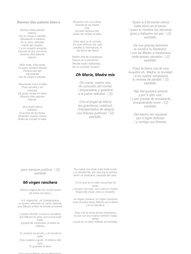 Cantos De La Virgen Descargar Gratis Pdf María Madre De Jesús