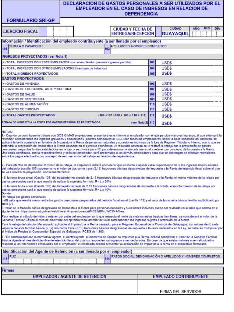 Formulario SRI | PDF | Impuesto sobre la renta | Impuestos