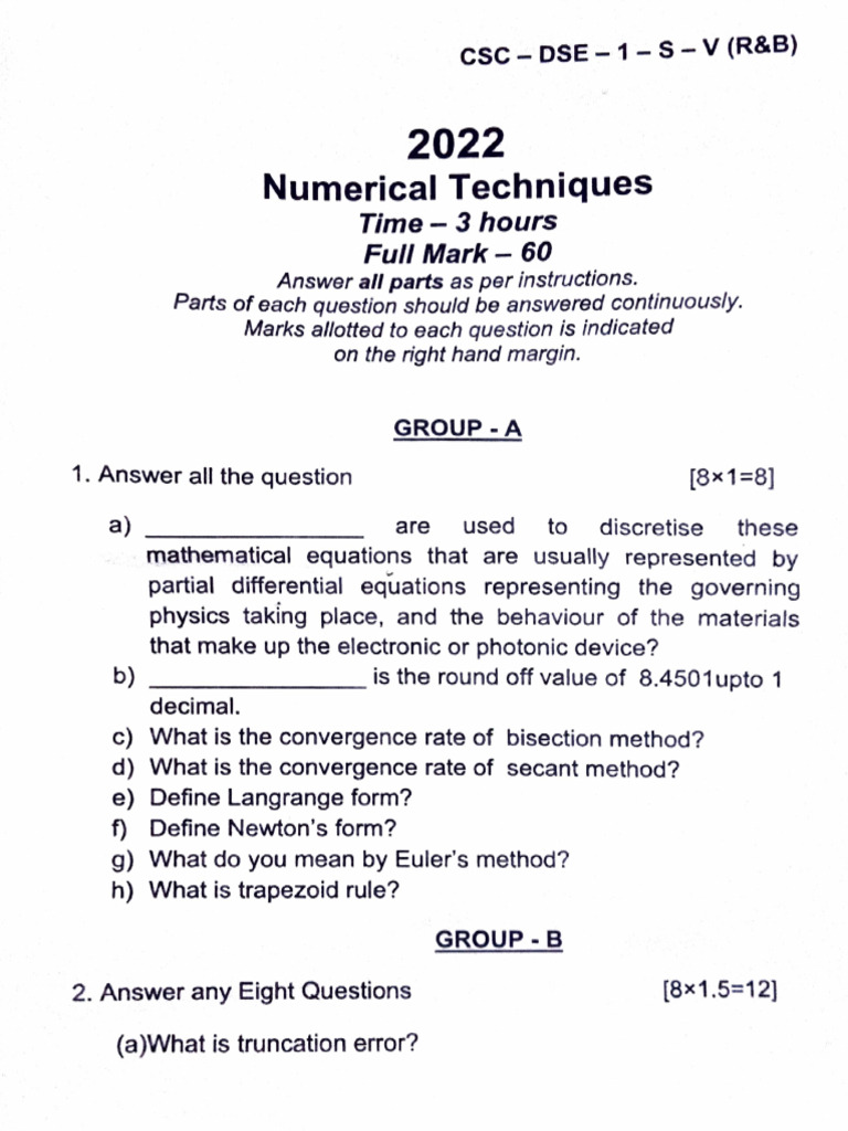 CS DSE-1, 5th Semi, 2022 | PDF | Differential Equations | Differential Calculus
