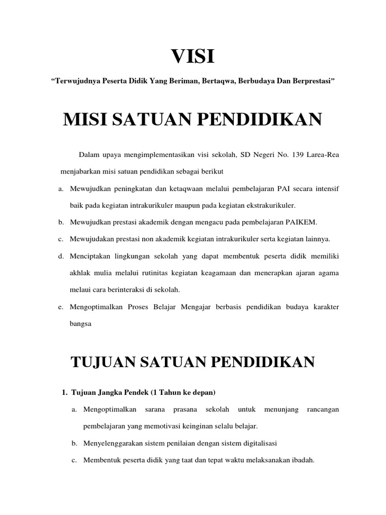 Visi, Misi Dan Kalender | PDF
