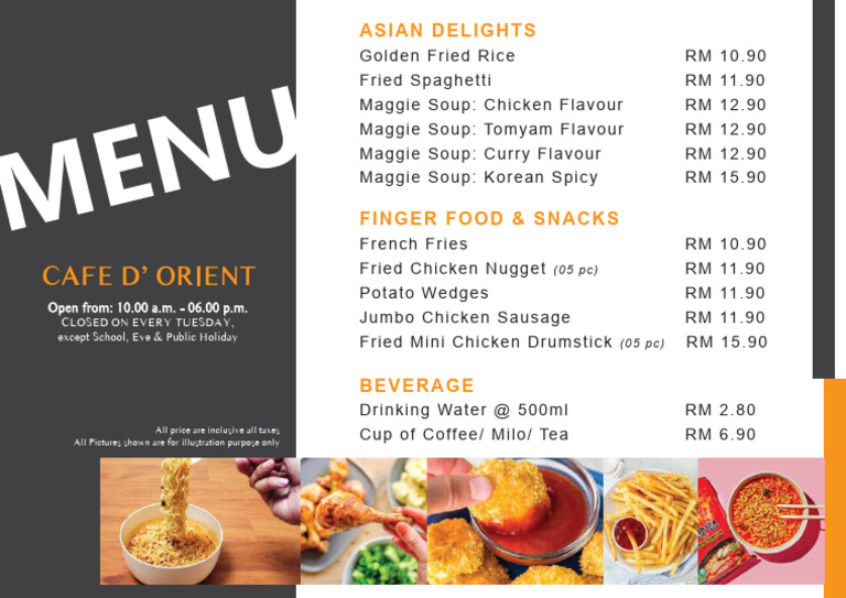 Café Menu: Asian Delights & Snacks | PDF