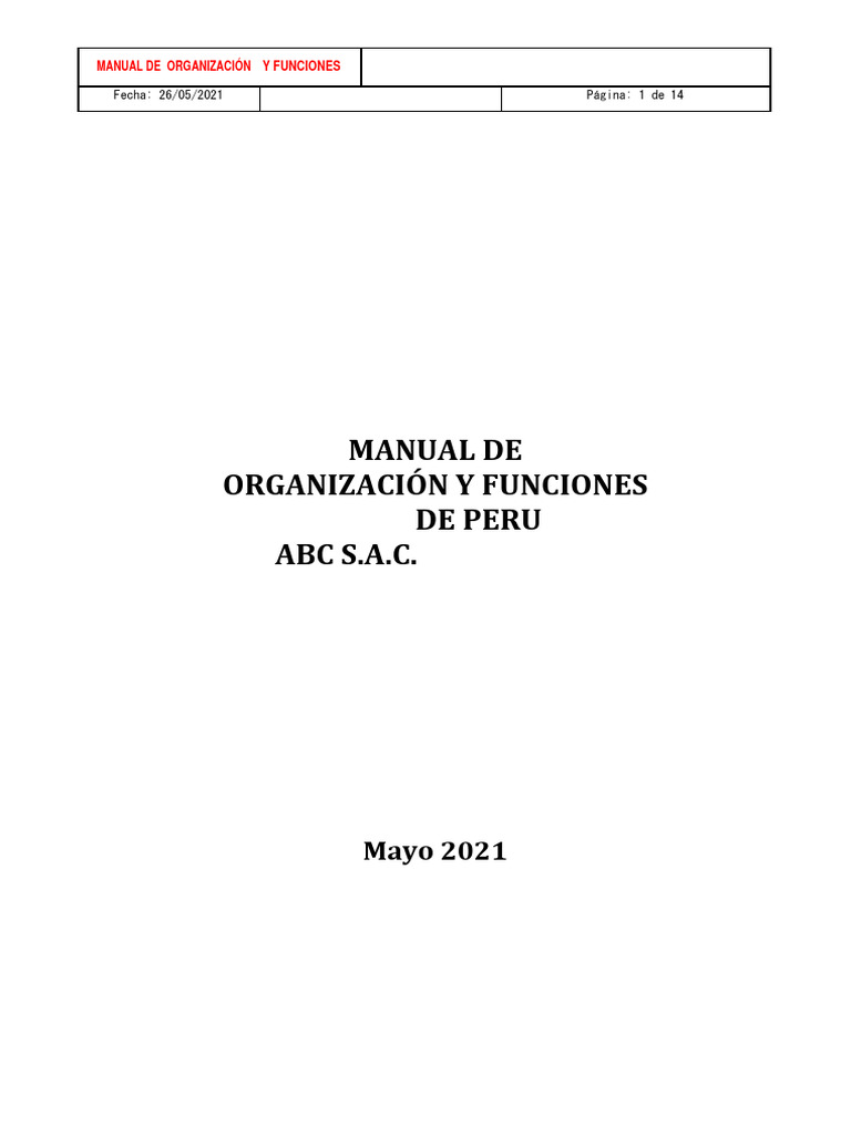 Manual de Organización de Funciones (MOF) - PERU ABC Mayo 2021firmado | PDF | Presupuesto ...