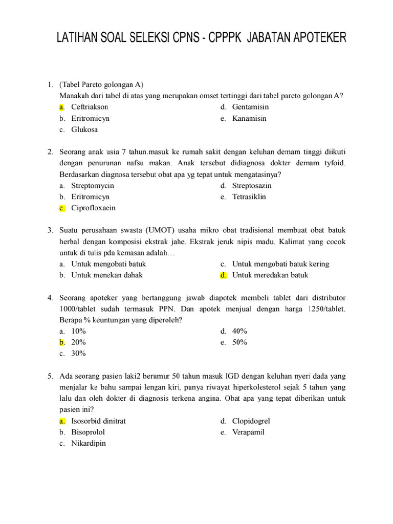 Contoh Soal PPPK Apoteker | PDF