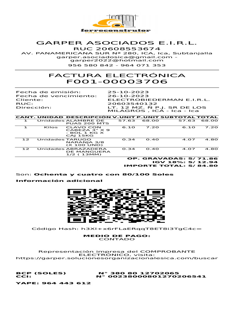 Factura Electrónica Garper Asociados | PDF | Tecnología