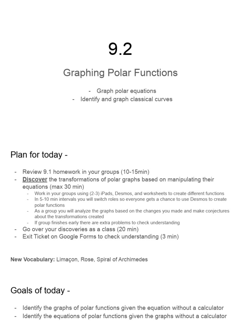 PCH 9.2 - Graphing Polar Functions | PDF
