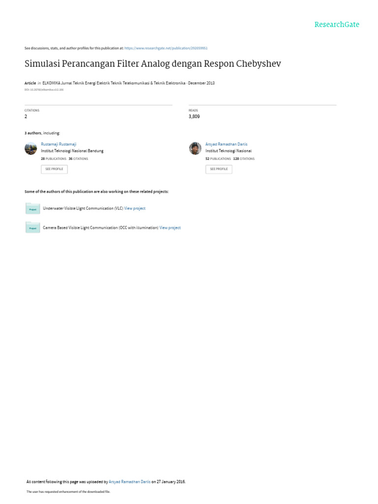 2013, Simulasi Perancangan Filter Analog Dengan | PDF | Komputer
