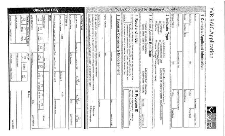 Yvr RAIC Application | PDF