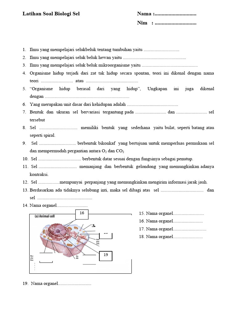 Latihan Soal Biologi Sel | PDF