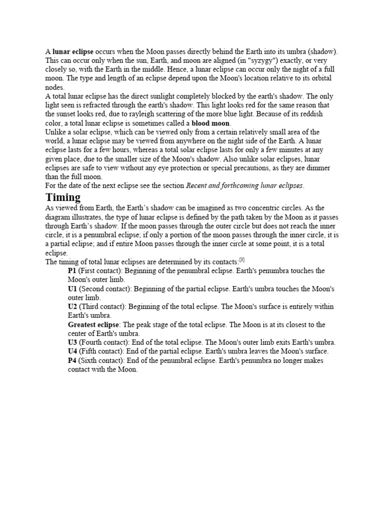Lunar Eclipse Explained | PDF | Solar Eclipse | Eclipse