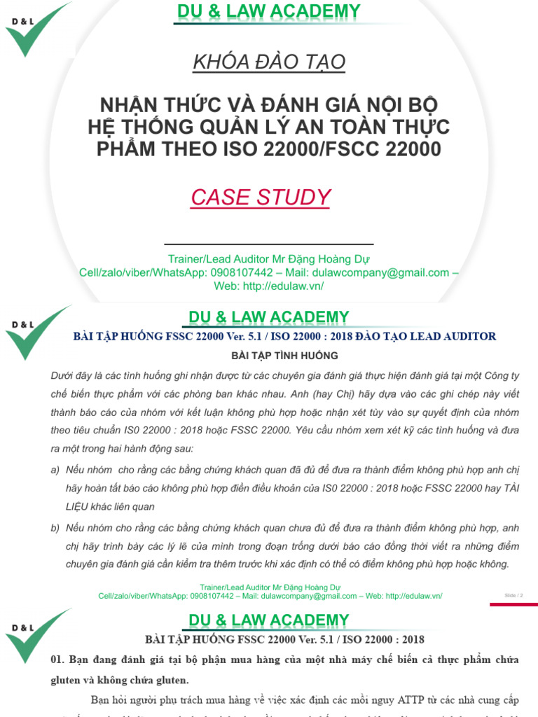 Case Study Lead Aditor - QMS - FSMS TDMU | PDF
