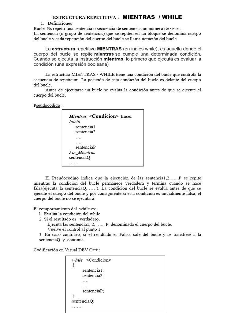 Estructura MIentras - While | Descargar gratis PDF | Ingeniería ...