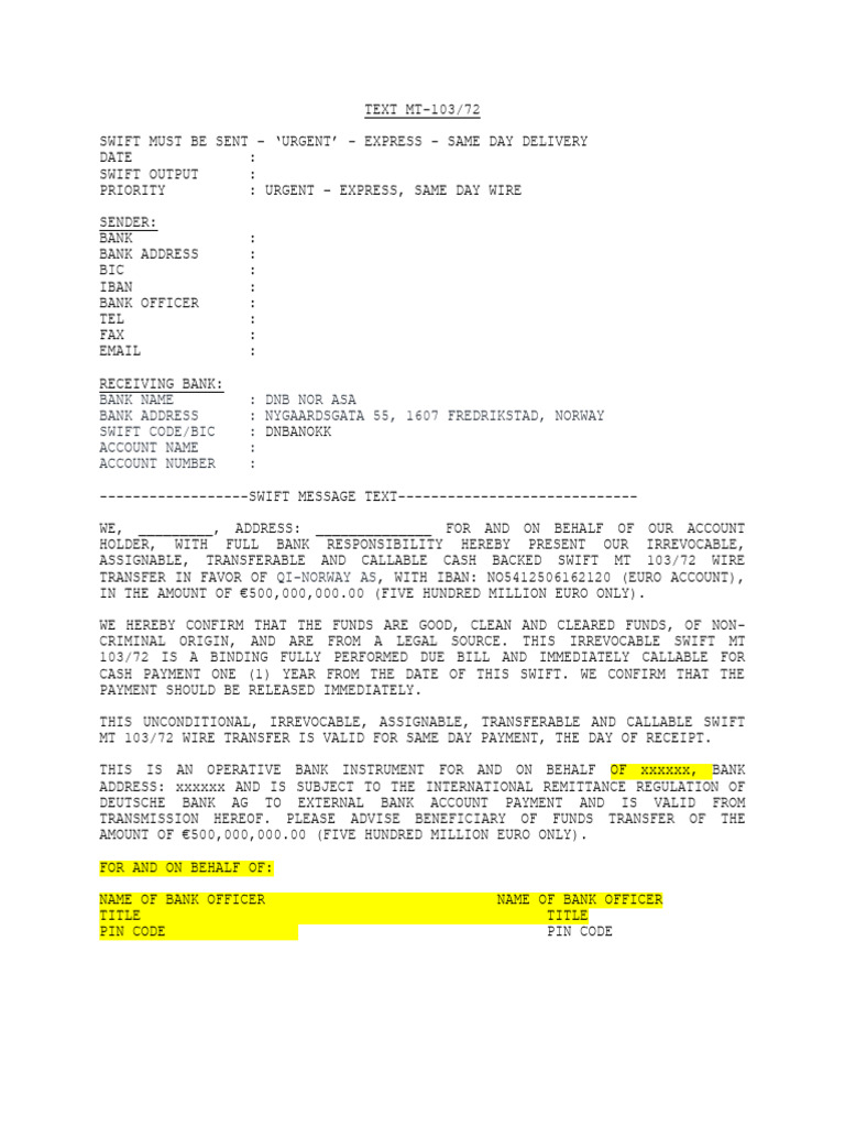 Verbiage MT 103-72 | PDF